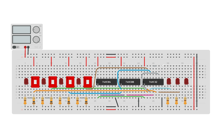 Circuit design Codificador_4x2_Prioridade - Tinkercad