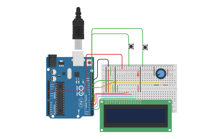 Circuit design Copy of Display LCD 16x2 | Tinkercad
