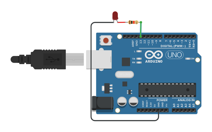 Circuit design Code Blink - Tinkercad