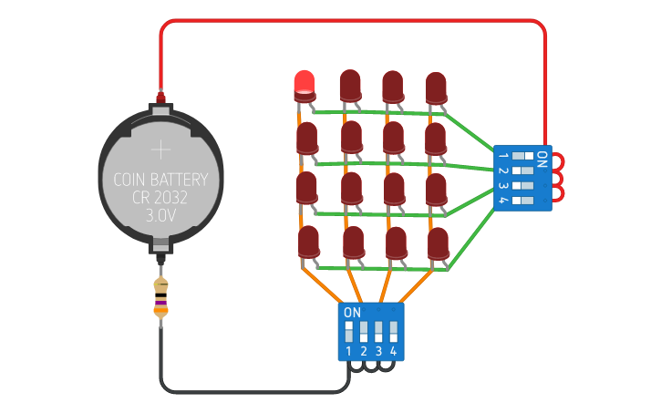 Circuit design LED Matrix - Tinkercad