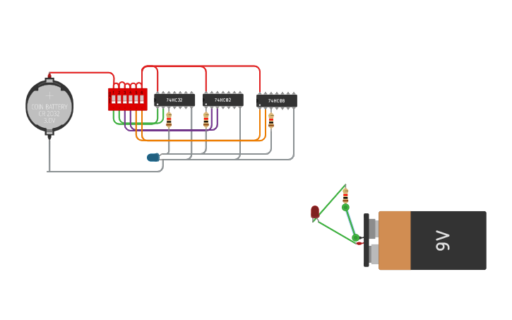 Circuit design LOGIC Circuit AND, OR, NOR - Tinkercad