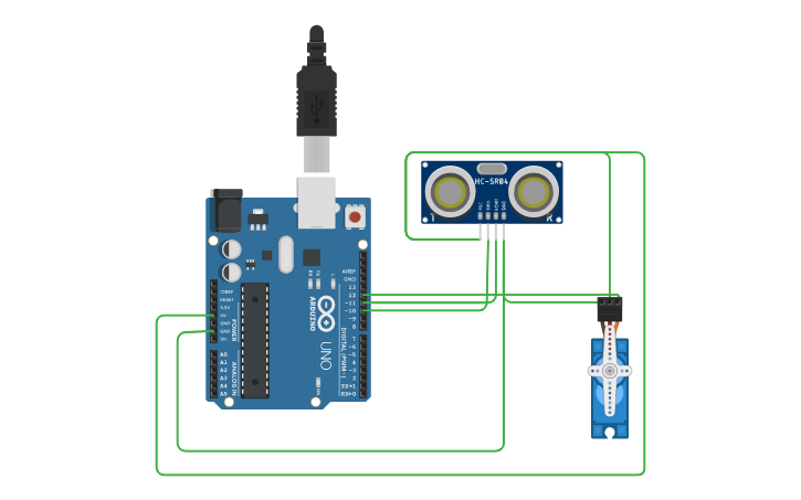 Circuit design Touchless Sanitizer - Tinkercad