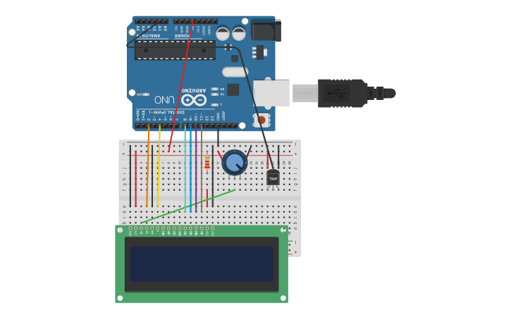 Circuit design Senzor temperature - Tinkercad