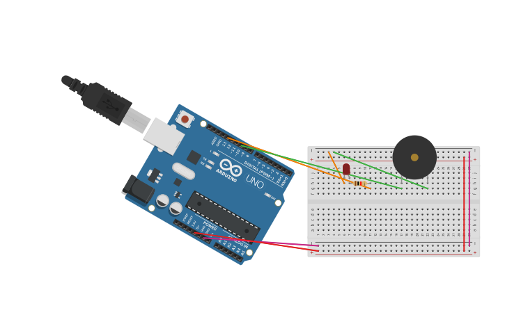Circuit Design Exercício 4 Led E Buzzer Tinkercad