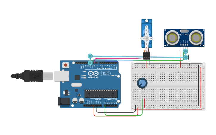 Circuit design Lab_10-Servos and Sonars | Tinkercad