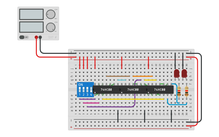 Circuit design Full adder using NAND gate - Tinkercad