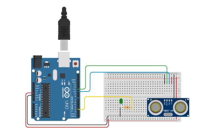 Circuit Design Primer Sistema Con Un Sensor De Aproximidad Tinkercad