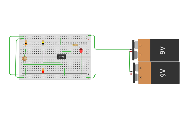 Circuit design ldr opamp - Tinkercad