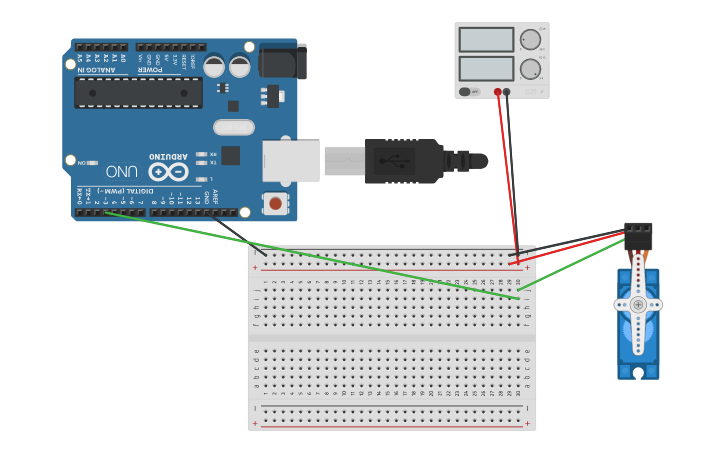 Circuit design Servo Motor - Tinkercad