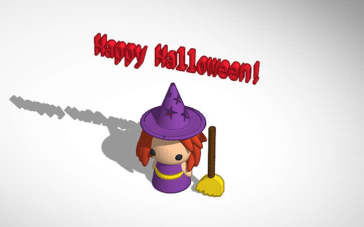 3D design cute Halloween Witch | Tinkercad