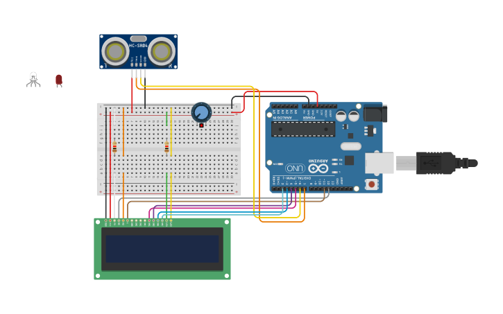 Circuit design UltraSonic Snesor - Tinkercad