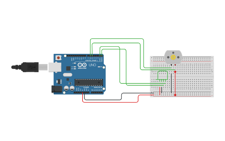 Circuit design Motor controlled by bluetooth - Tinkercad