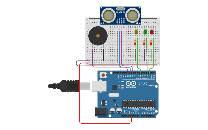 Circuit design SENSOR COCHE - Tinkercad