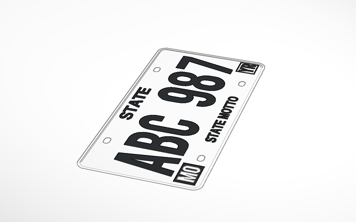 3D design License Plate Standard #Template - Tinkercad