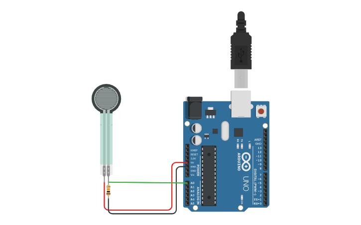 Circuit design Soal 3-Sensor tekan | Tinkercad