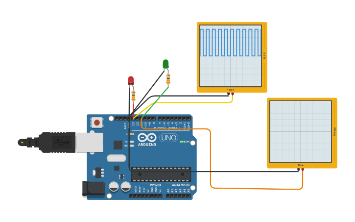 Circuit Design Output Compare 2led Tinkercad