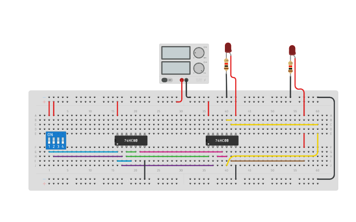 Circuit design Half Subtractor Using NAND Gates | Tinkercad
