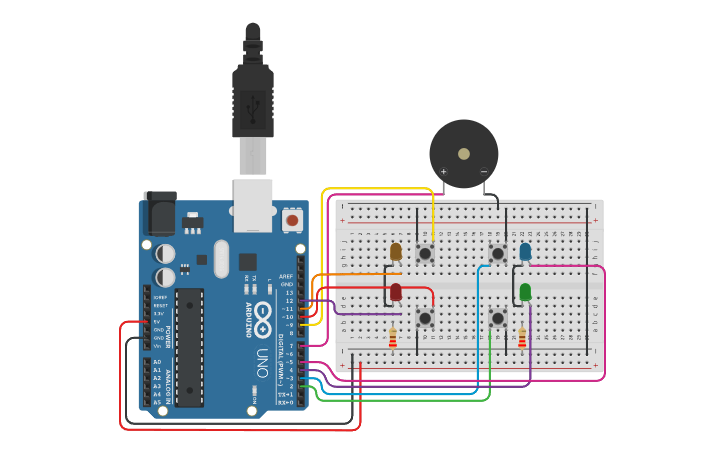 Circuit design Simon Dice - Tinkercad