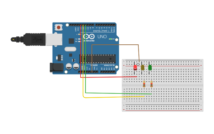Circuit design Traffic light project | Tinkercad
