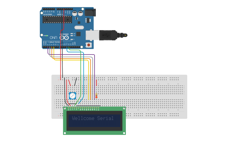 Circuit design Serial input to LCD - Tinkercad Circuit design Serial input to LCD - Tinkercad