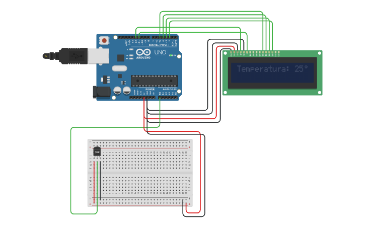 Circuit Design Sensor Temperatura Tinkercad