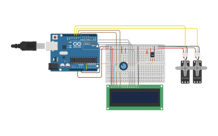 Circuit design Servo Controlled temperature based - Tinkercad