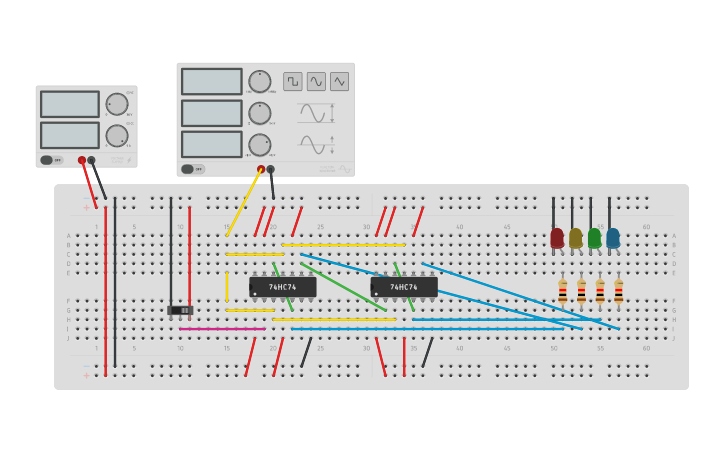 Circuit design SIPO - Tinkercad