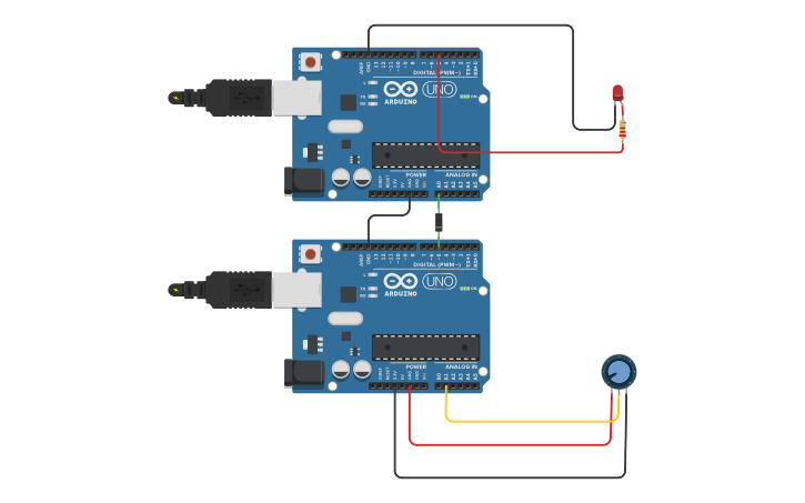 Circuit Design Two Arduino Communications Sample Tinkercad