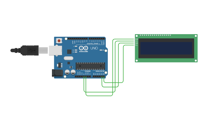 Circuit design LCD 16X2 - Tinkercad