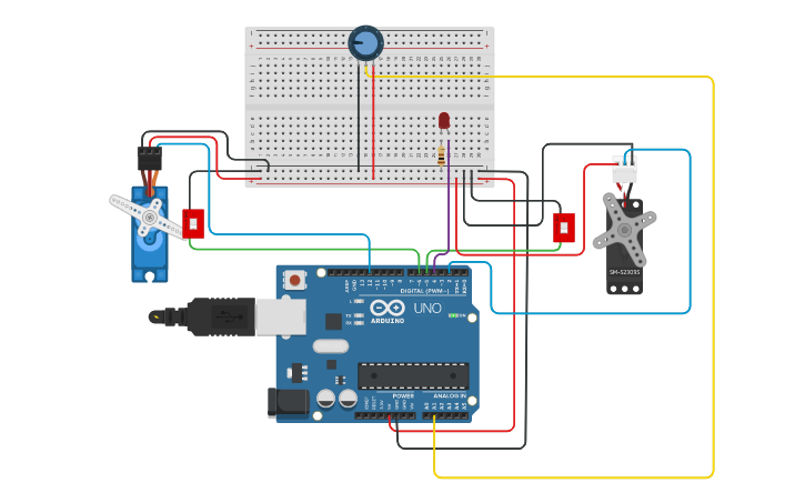Circuit Design Micro Servo Control Tinkercad