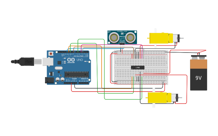 Circuit Design Obstacle Avoidance Robot Tinkercad