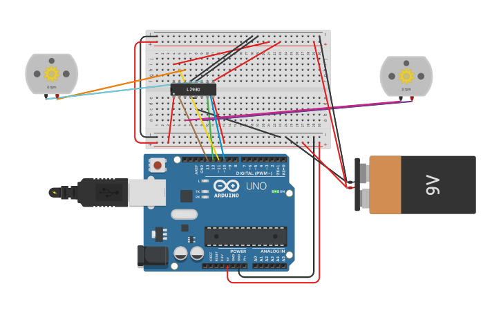 Circuit design DC Motor Car - Tinkercad