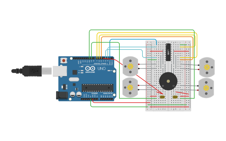 Circuit design DC Motor dan L293D - Tinkercad