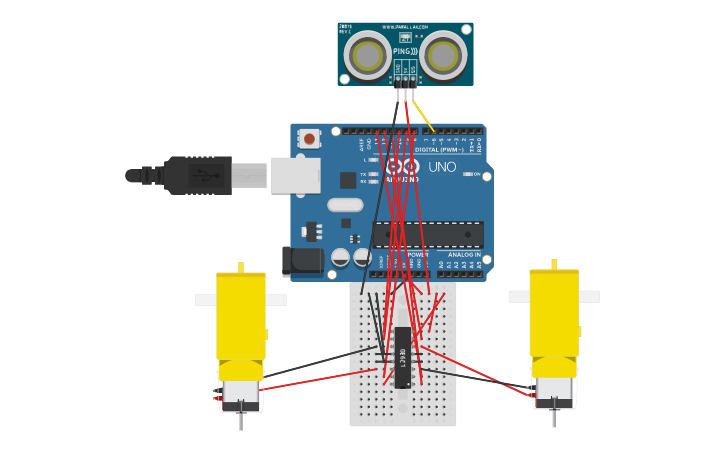 Circuit design obstacle avoiding robot - Tinkercad