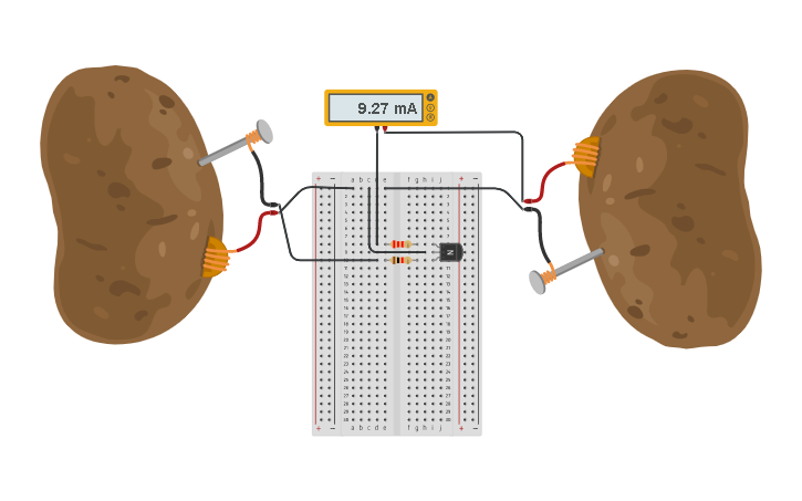 Circuit design Transistor Vee and Vcc - Tinkercad