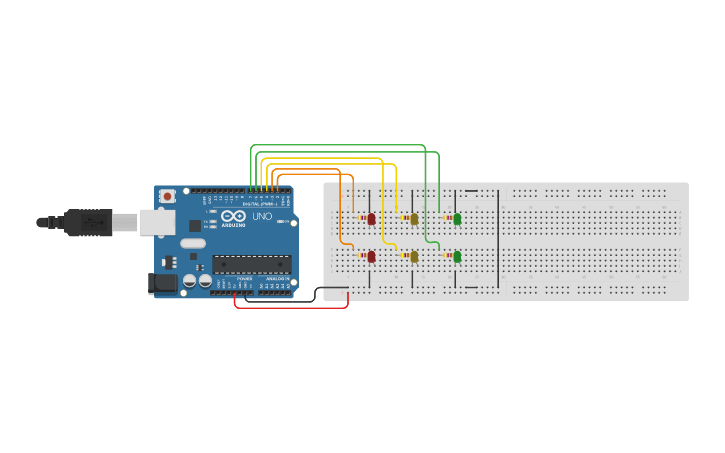 Circuit design Arduino - Semaforos - Tinkercad