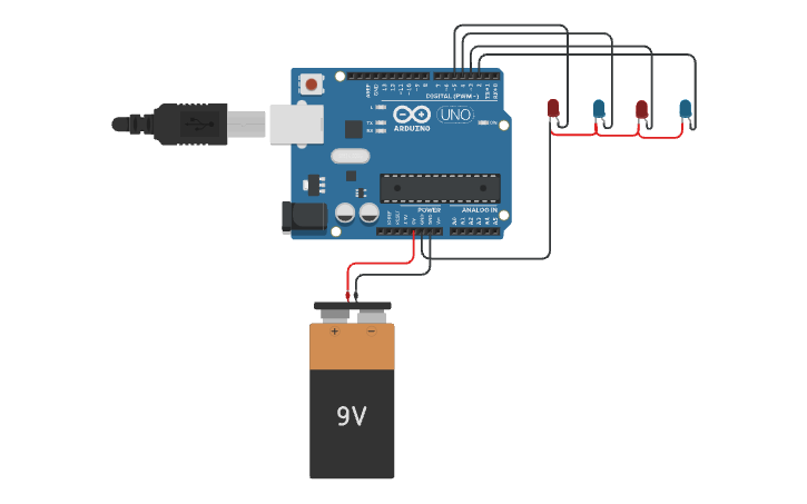 Circuit design 8421 up-sequence - Tinkercad