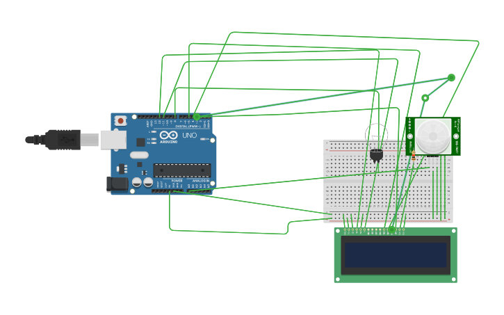 Circuit design pir sensor display - Tinkercad