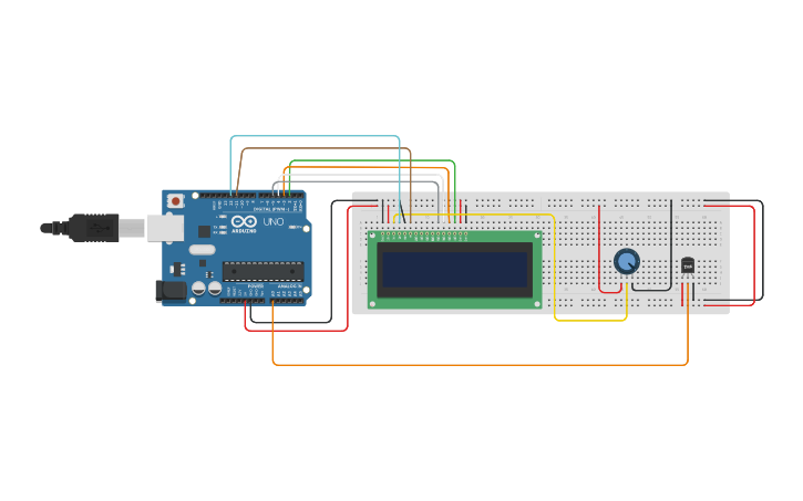 Circuit Design Sensor De Temperatura No Display Lcd Com Tmp36 Tinkercad