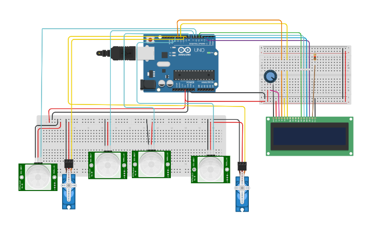 Circuit design Smart Parking System - Tinkercad