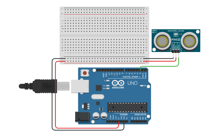 Circuit design Ultrasonic - Tinkercad
