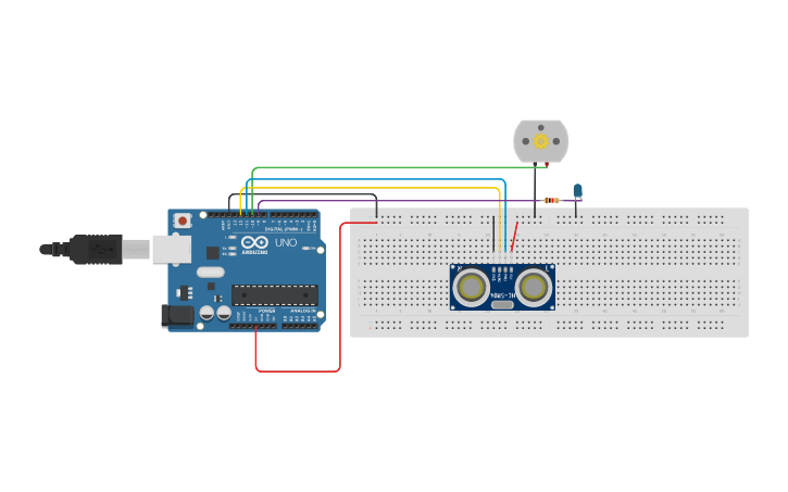 Circuit design Arduino Sensor con Motor y LED Edgardo García - Tinkercad