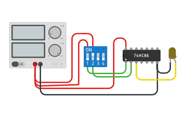 Circuit design XOR Gate Ic 7486 - Tinkercad