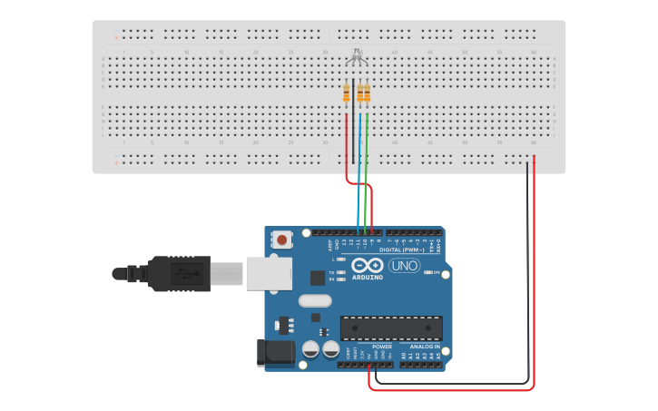 Circuit design LED RGB - Tinkercad