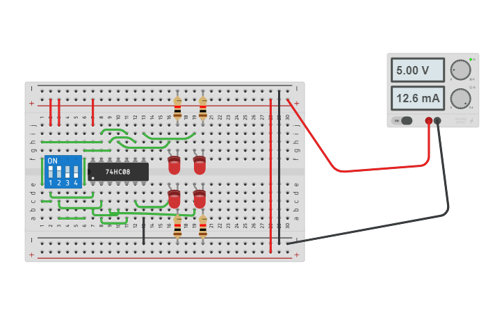 Circuit design COMPUERTA AND JGRG | Tinkercad