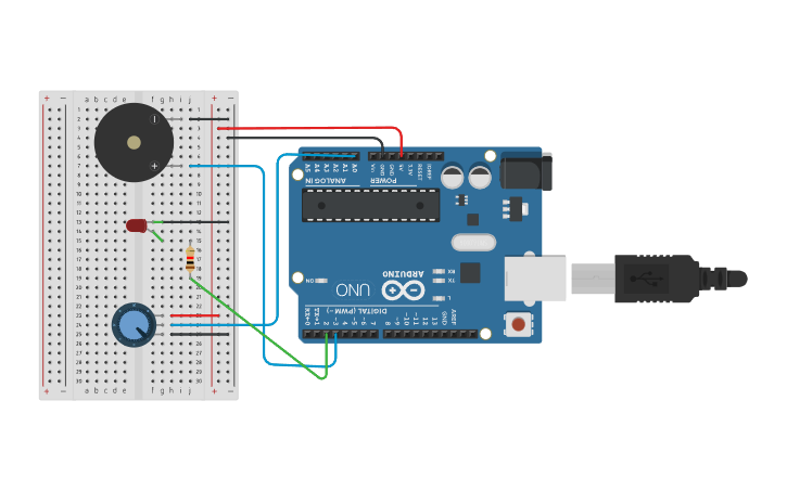 Circuit Design Copy Of Potentiometer With Buzzer Tinkercad