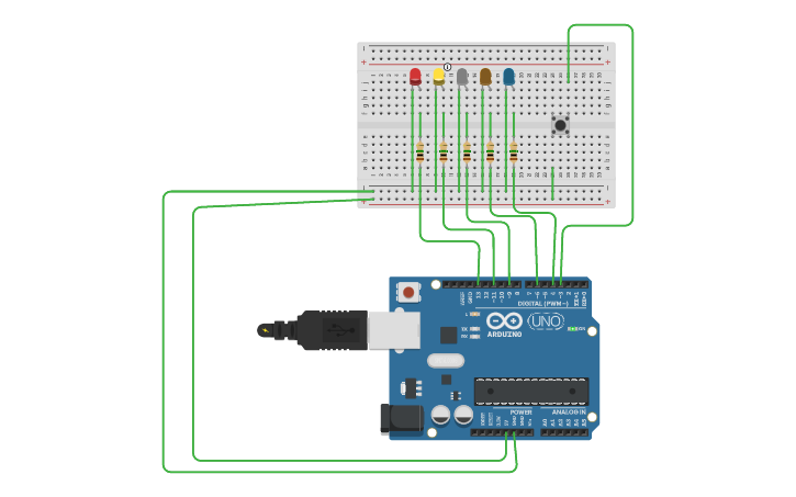 Circuit design 实验三-跑马灯 - Tinkercad