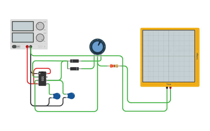 Circuit design PWM signal generator (555 timer ic) - Tinkercad