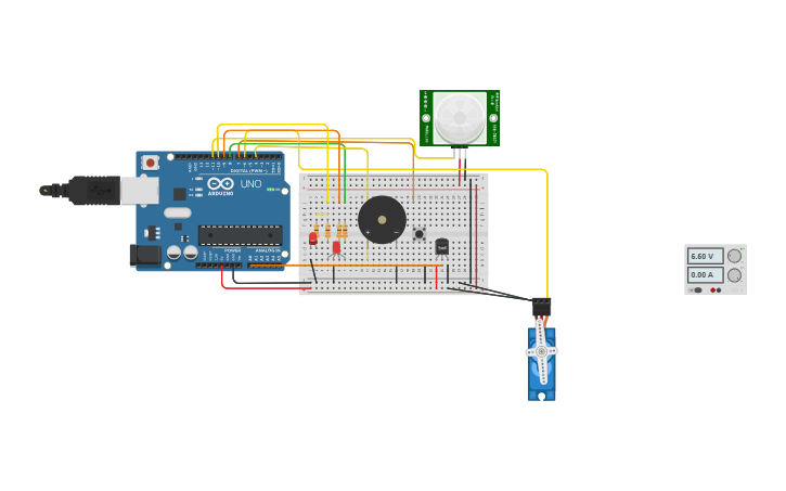 Circuit design Alarma de emergencia - Tinkercad
