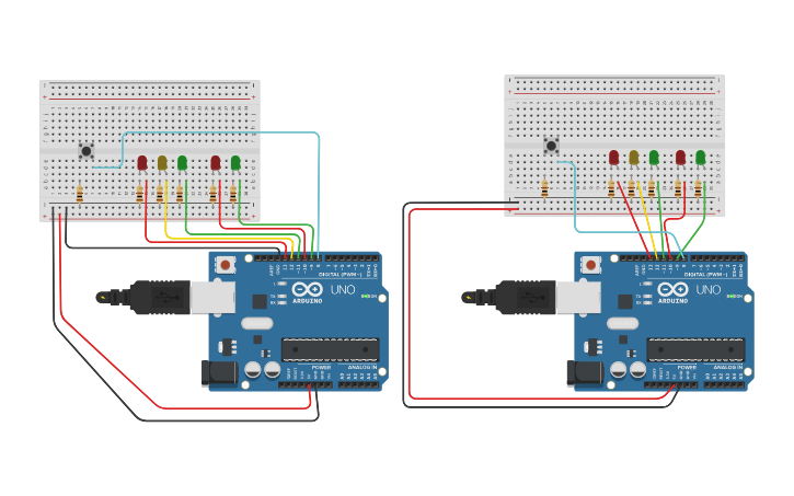 Circuit design 2 semaforos - Tinkercad